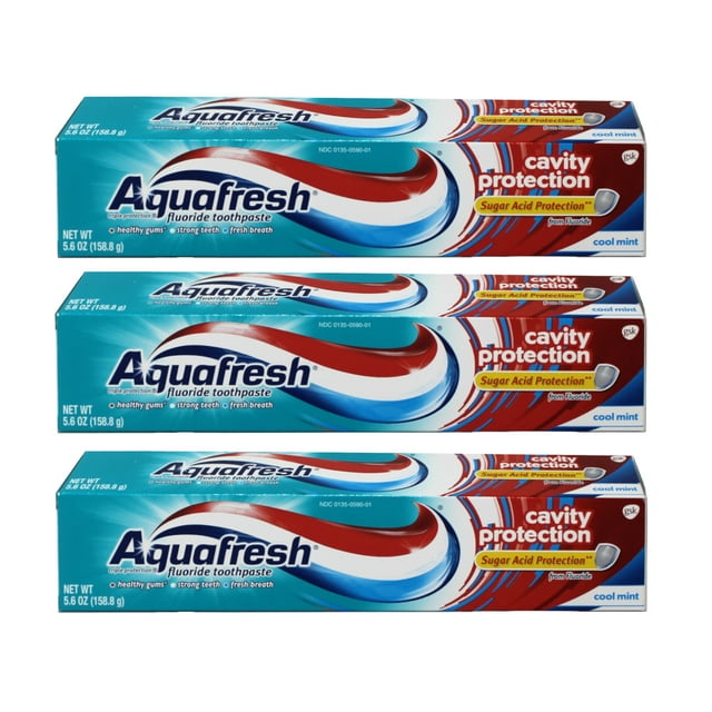 3 Pack - AquaFresh Cool Mint Toothpaste Cavity Protection 5.6 Oz Each ...