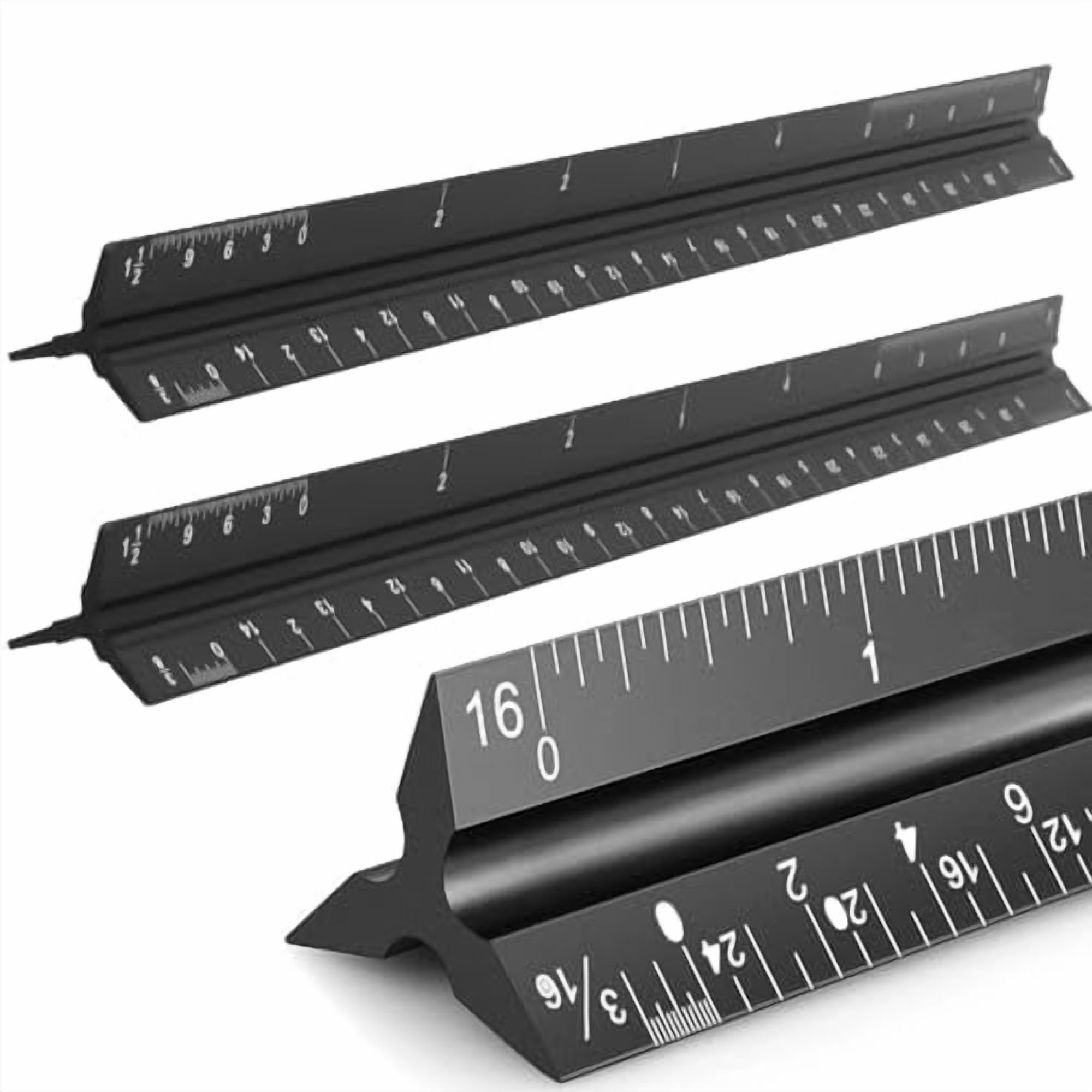 3 Pack Architectural Scale Ruler, 12 Inches Imperial Aluminum Architect ...