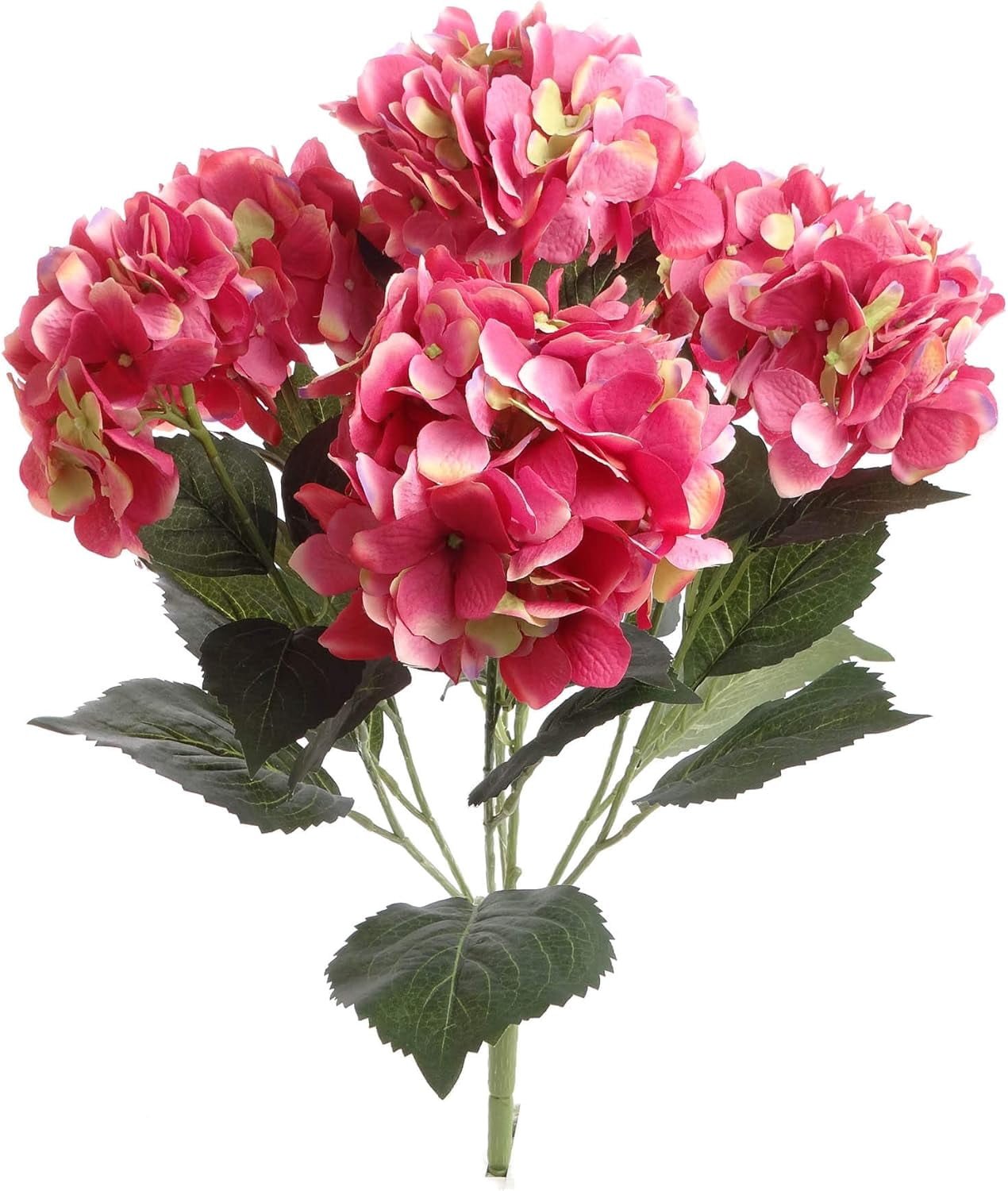 3 Pack Artificial Fuchsia Hydrangea Silk Flower Bush – 7 Large ...