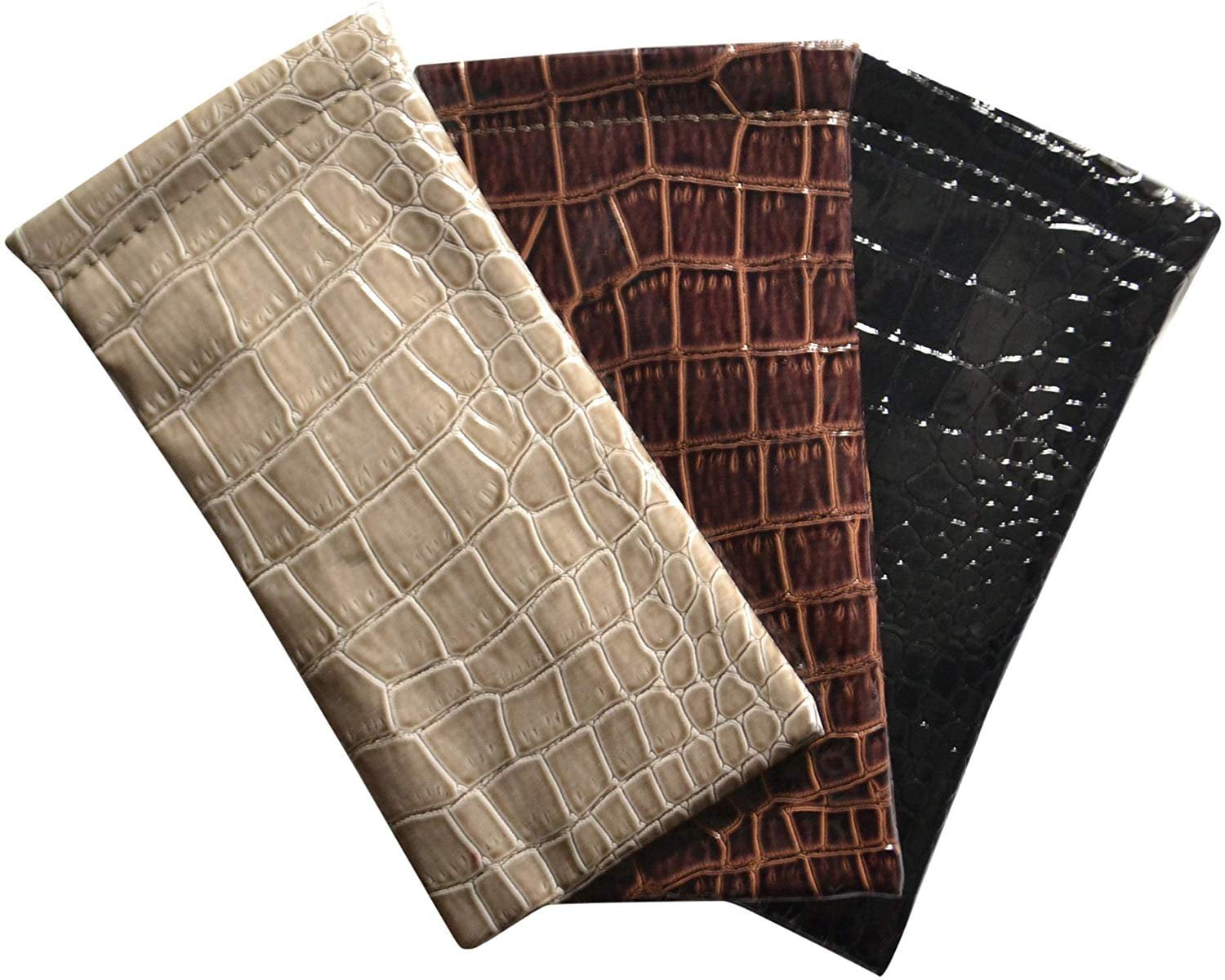 3 Pack Assorted Shiny Eyeglass Case Spring Top Faux Crocodile Black ...