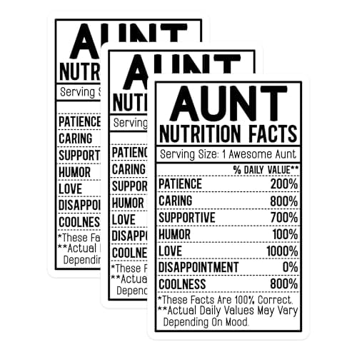 (3 Pack) Aunt Nutrition Facts Decals - Awesome Aunt - Fun Laptop Decals ...