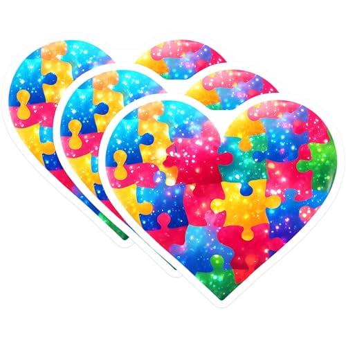 (3 Pack) Autism Awareness Decals - Heart Puzzle Pieces Decal - Laptop ...