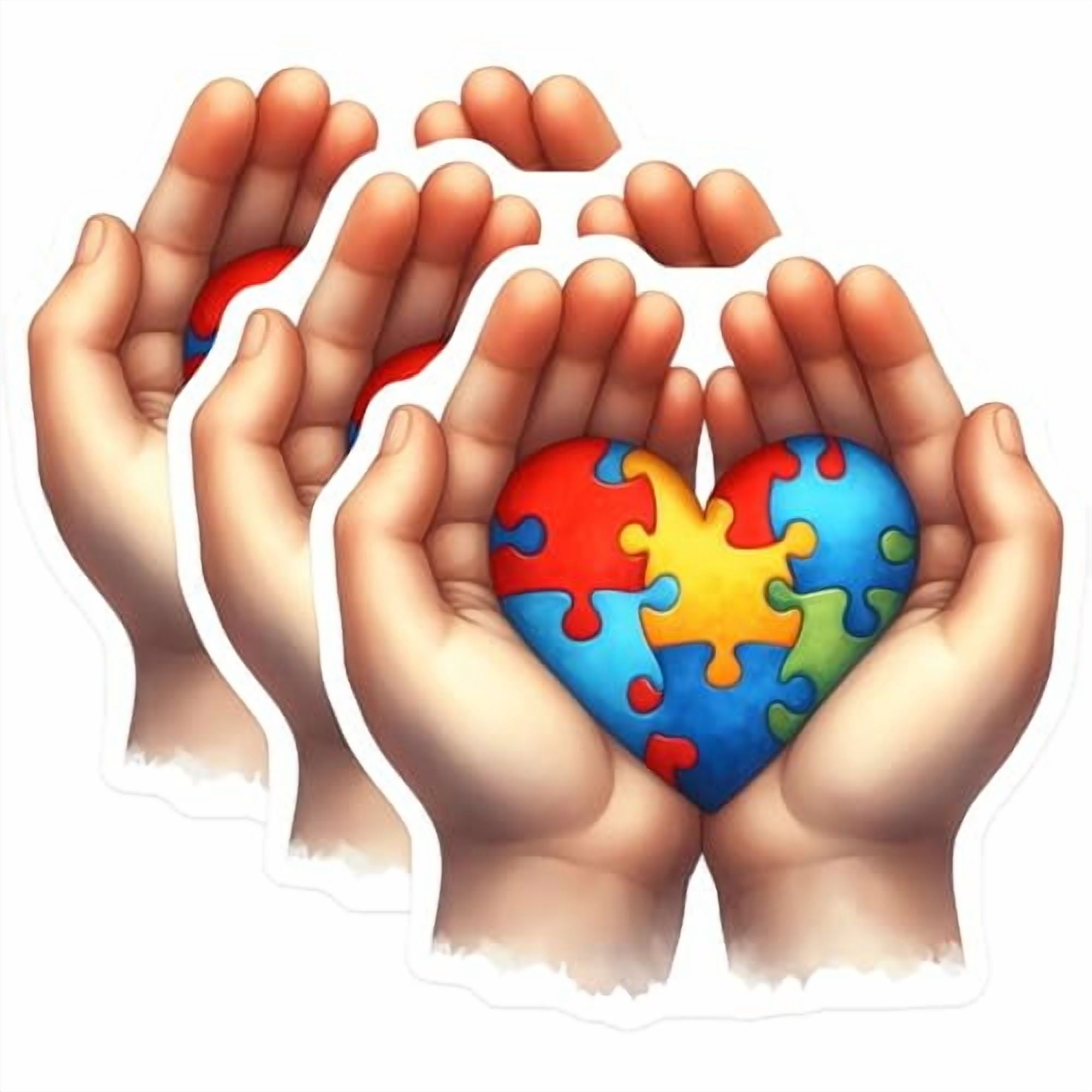 (3 Pack) Autism Awareness Decals - Puzzle Heart Hands - Laptop Decals ...