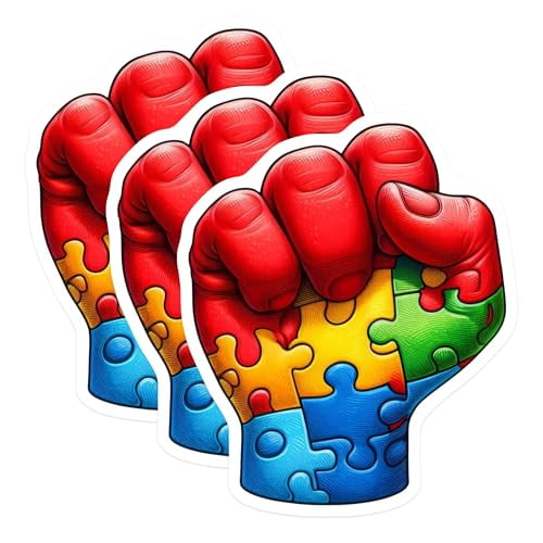(3 Pack) Autism Awareness Decals - Puzzle Piece Hand - Acceptance ...