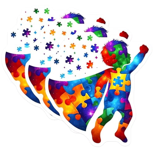 (3 Pack) Autism Awareness Decals - Puzzle Piece Superhero ...