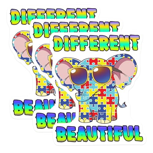 (3 Pack) Autism Elephant Decals - Puzzle Piece Elephant - Different ...