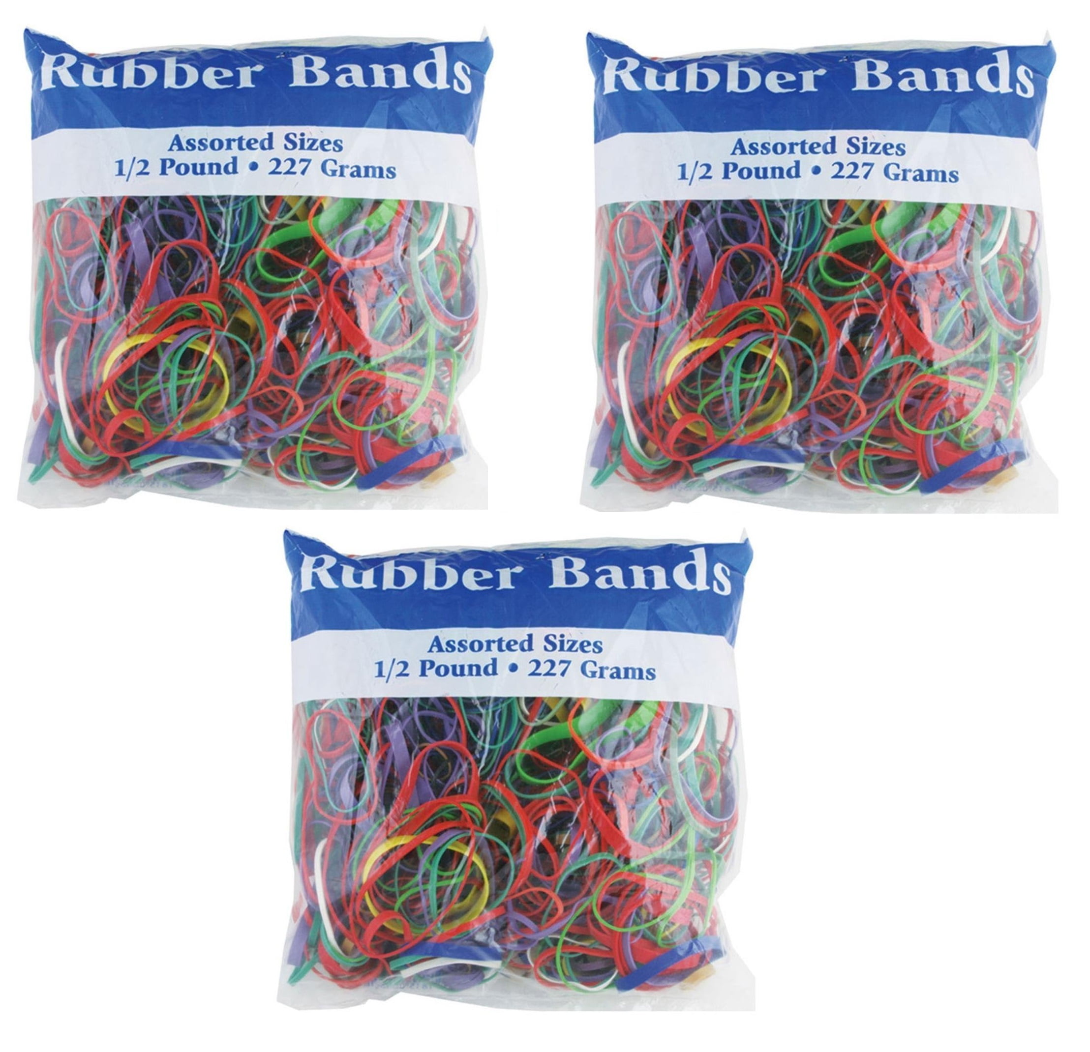 3 Pack BAZIC Assorted Dimensions 227g/0.5 lbs. Rubber Bands, (465-48P ...