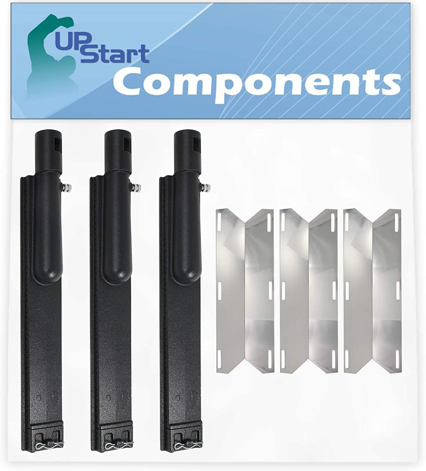 3-Pack BBQ Gas Grill Tube Burner & Heat Shield Plate Tent Replacement ...