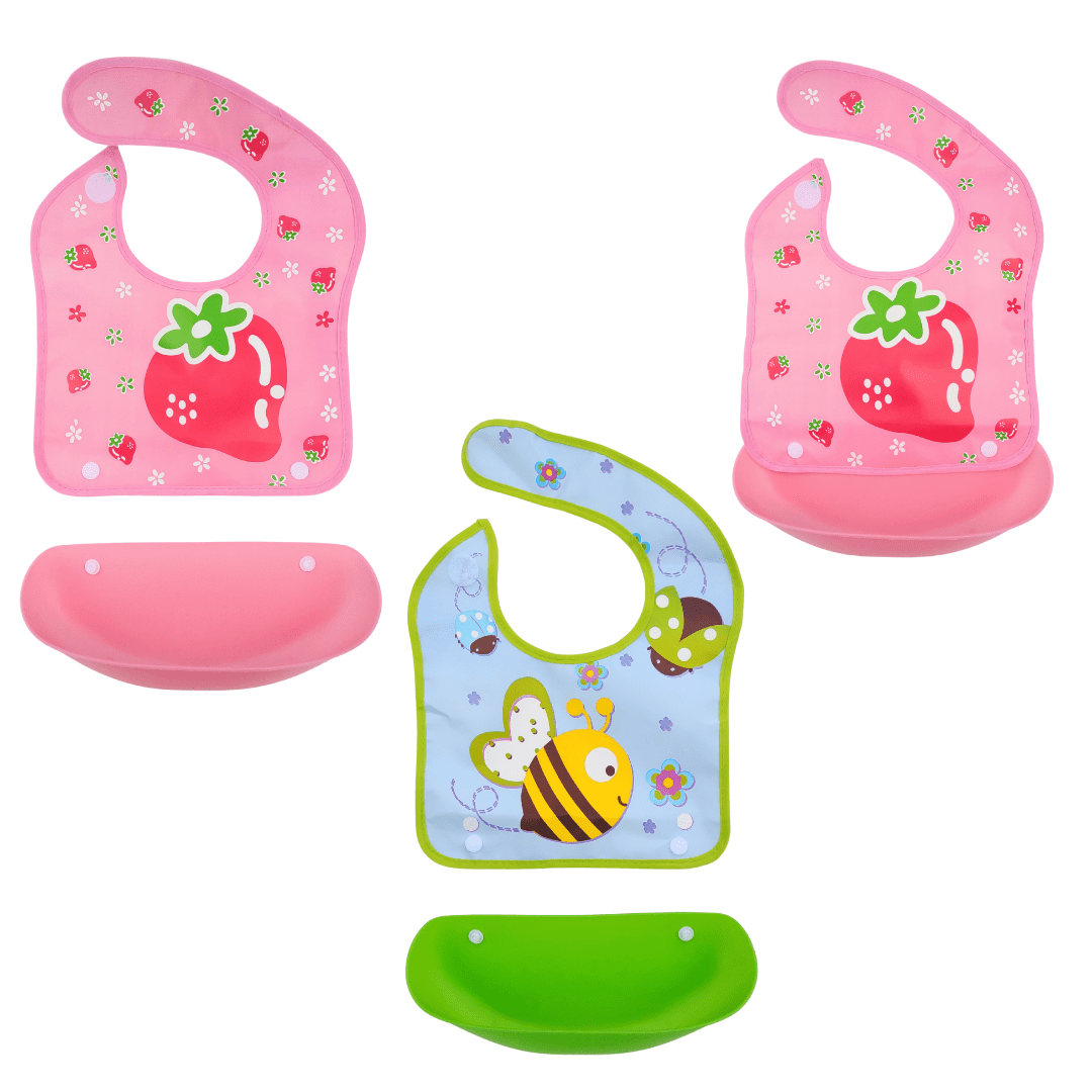 3-Pack Baby Bibs for Girls Toddler Feeding Bib Waterproof Adjustable ...