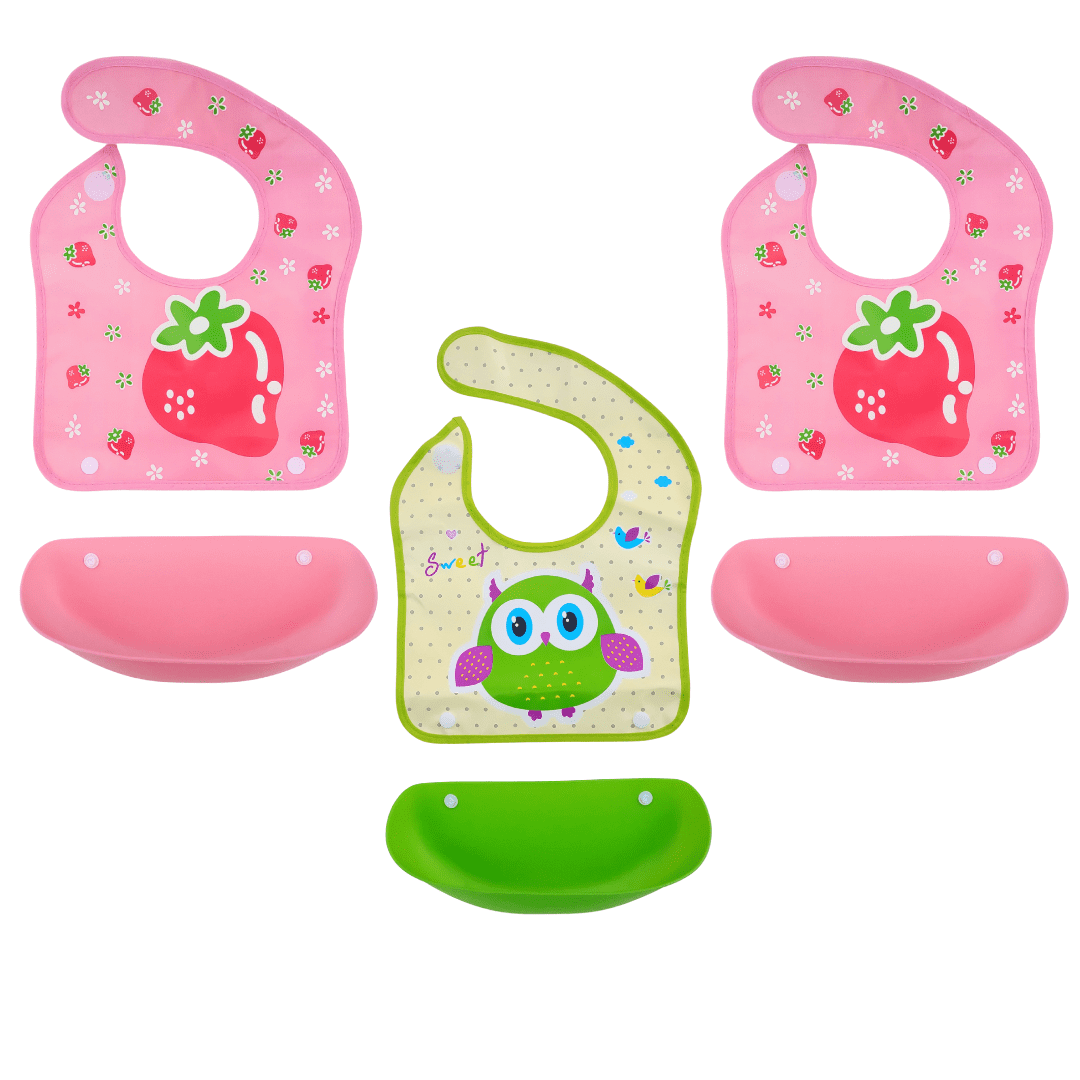 3-Pack Baby Bibs for Girls Toddler Feeding Bib Waterproof Adjustable ...