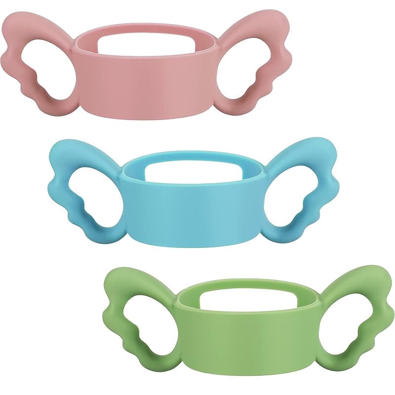 3 Pack Baby Bottle Handles Silicone Wide Neck Feeding Handle Easy Grip ...