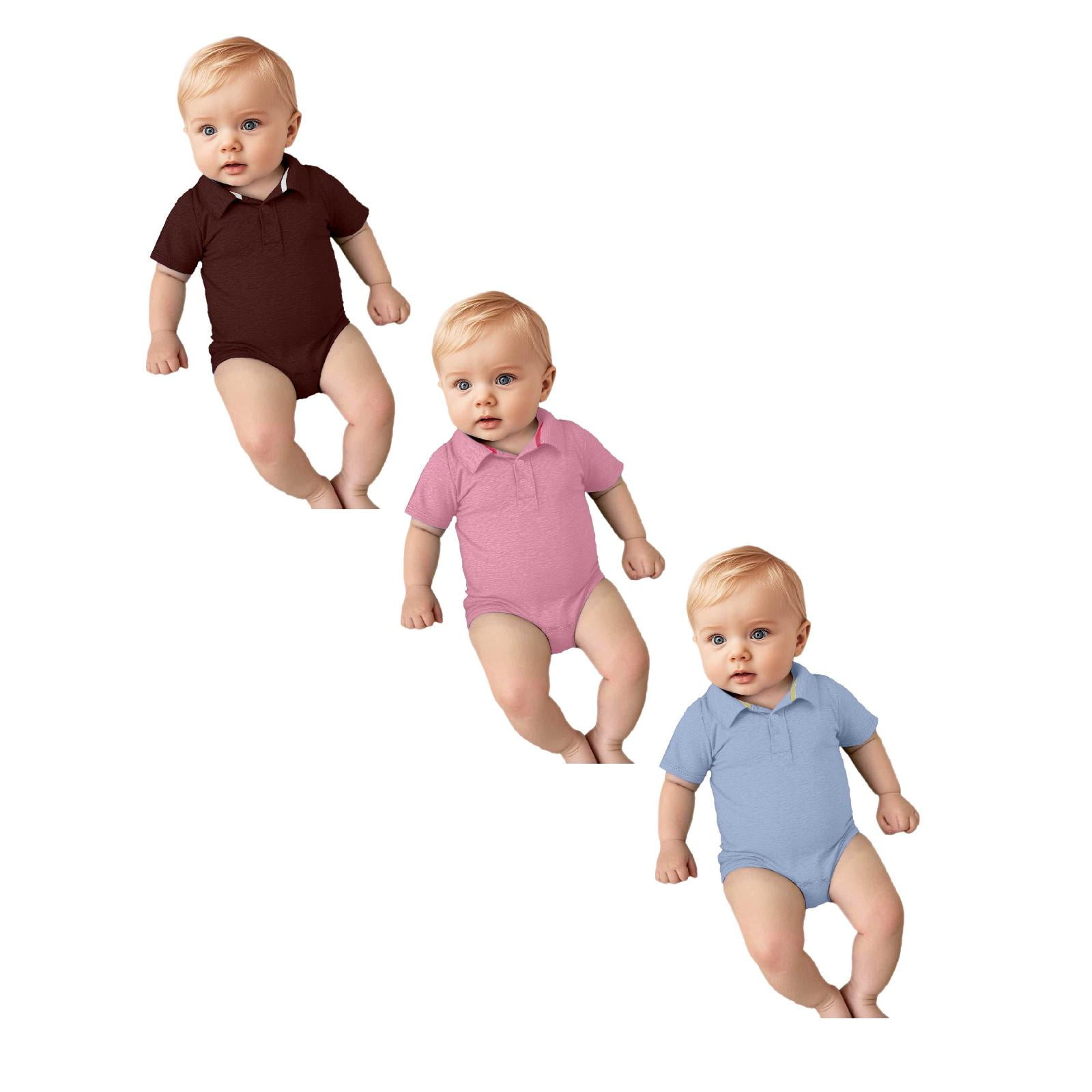 3-Pack Baby Boy Clothes Baby Boys Bodysuit Cotton Collar Base Onesie ...