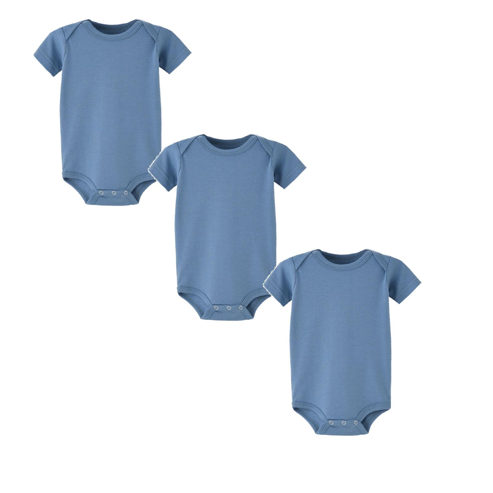 3-Pack Baby Girls Boys Bodysuit Backed Onesie Pajamas Comfort Short ...