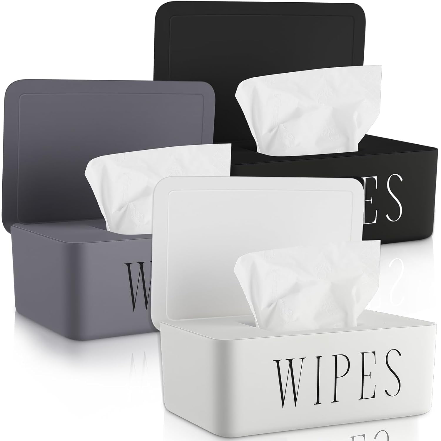 3 Pack Baby Wipes Dispenser Holder Wipe Container for Bathroom with Lid ...