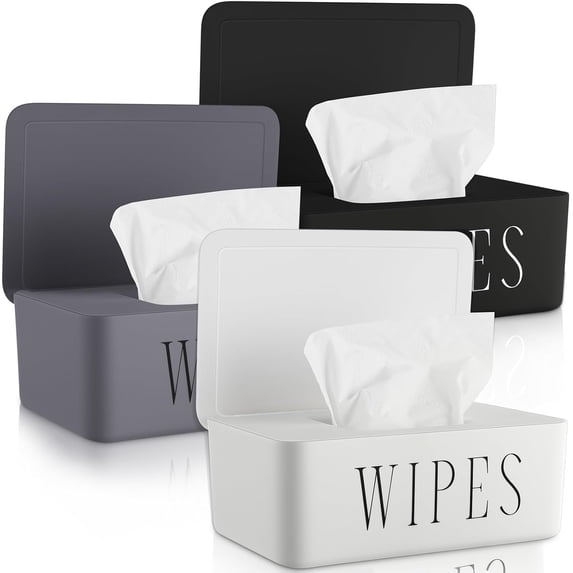 3 Pack Baby Wipes Dispenser Holder Wipe Container for Bathroom with Lid ...