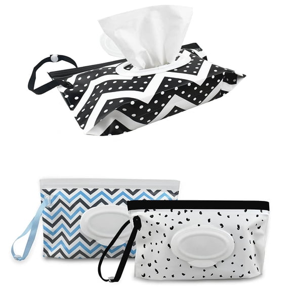 3 Pack Baby Wipes Dispenser, Portable Wet Wipe Dispenser Bag Reusable ...