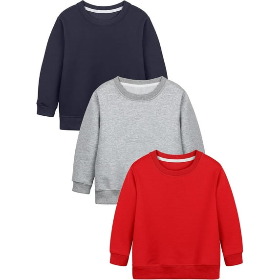 3 Pack Baby and Toddler Boys Crewneck Sweatshirts Kids Solid Cotton ...