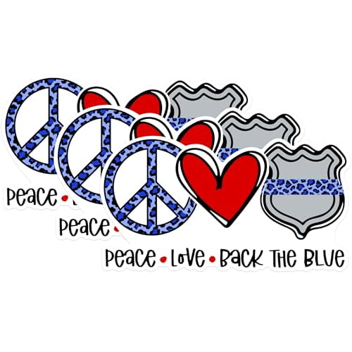 (3 Pack) Back The Blue Decals - Police Support Sticker - Peace Love ...