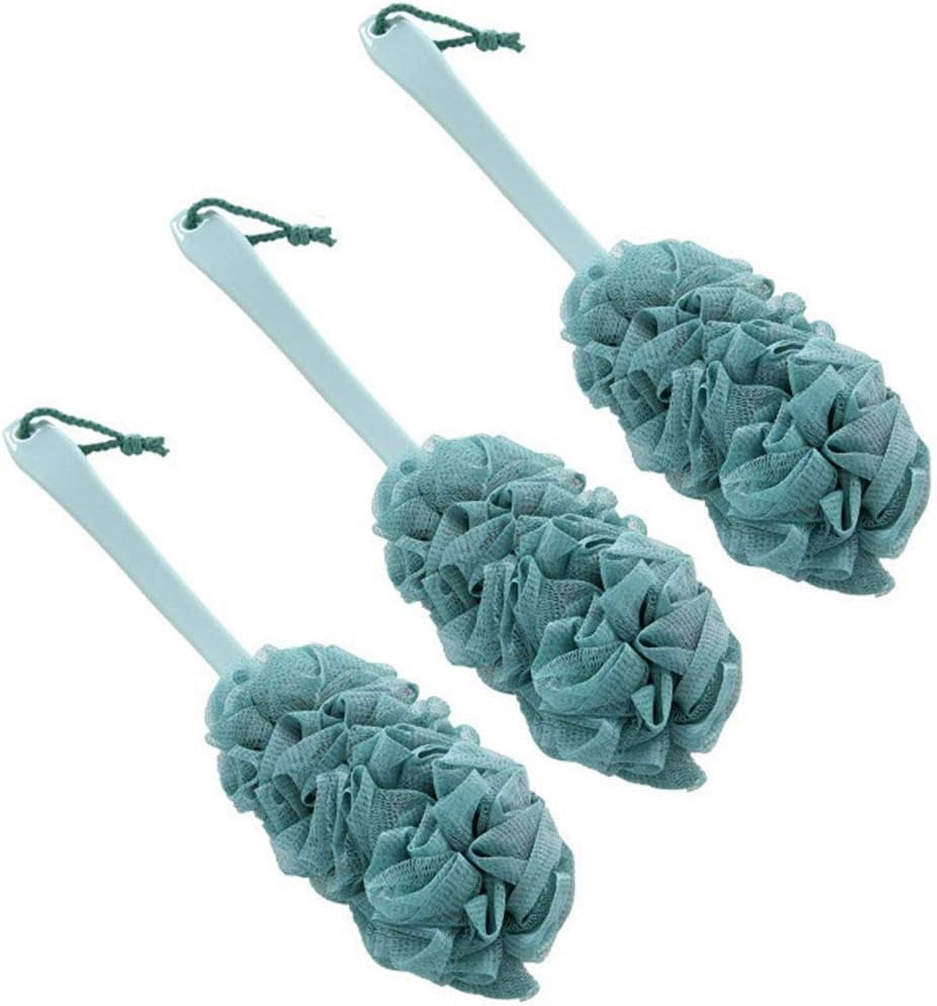 3 Pack Back Scrubber Long Handled Bath Brush Soft Mesh Sponge ...