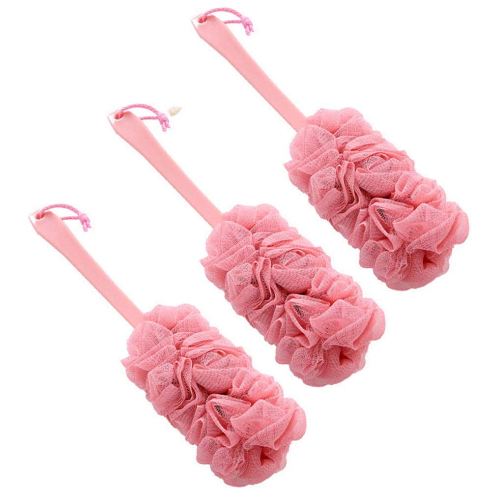 3 Pack Back Scrubber Long Handled Bath Brush Soft Mesh Sponge ...