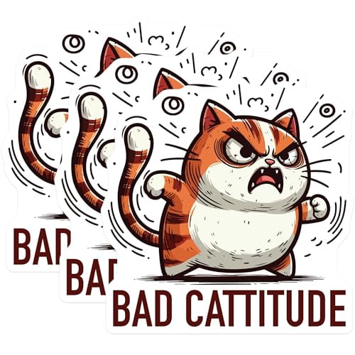 (3 Pack) Bad Cattitude Decals - Angry Cat Meme - Sassy Cat Decal - 3 ...