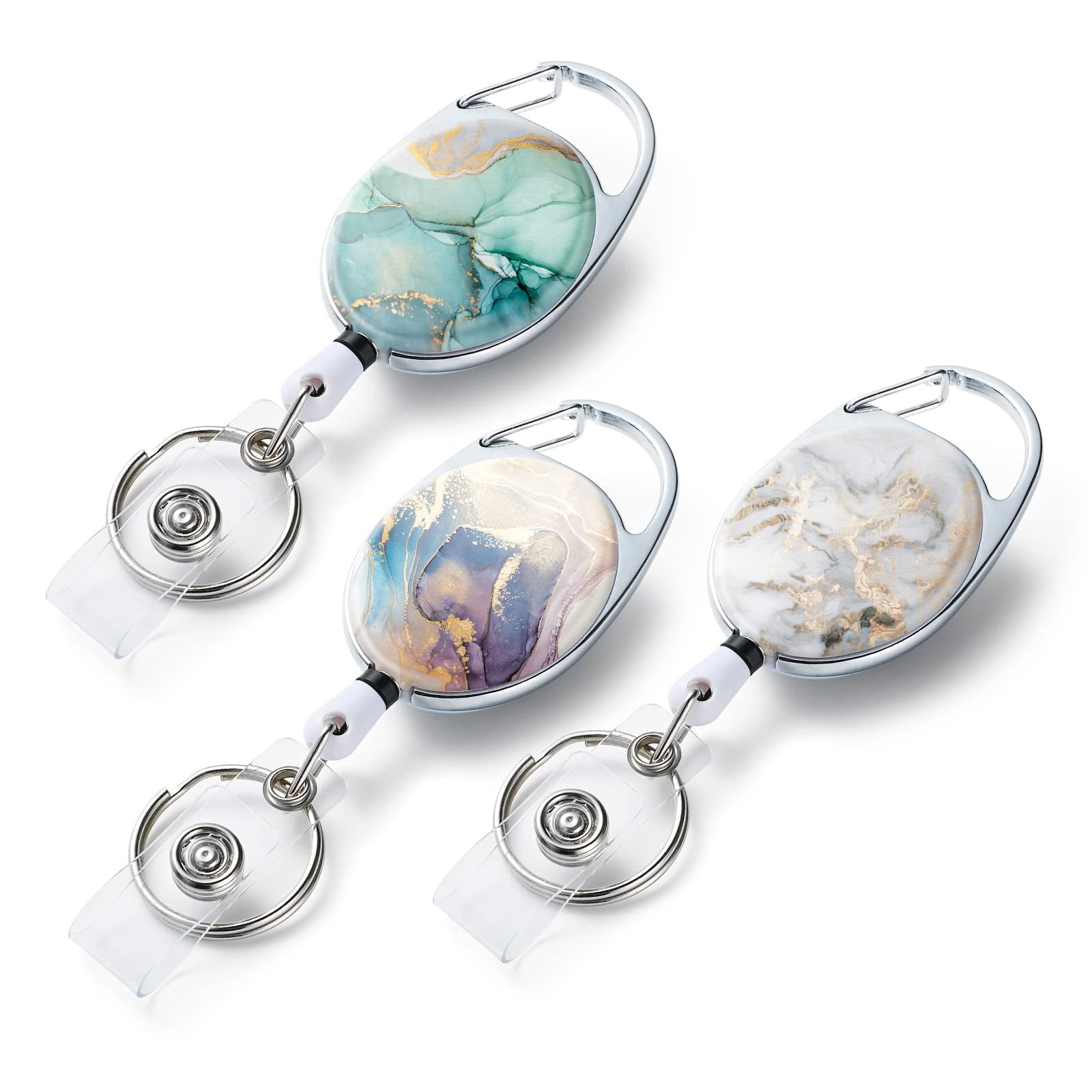 3 Pack Badge Reels Retractable,Double Sided Color Print Pattern ...