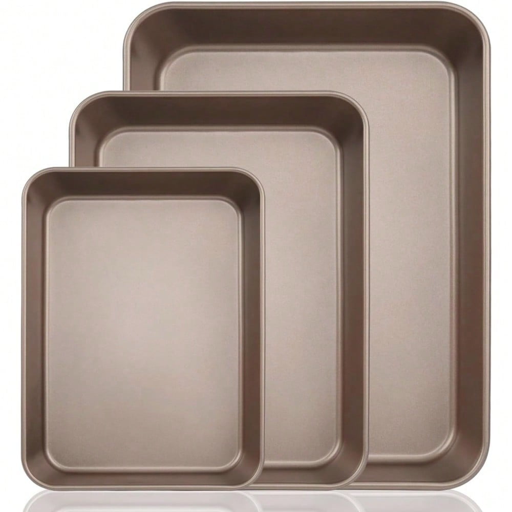 3 Pack Baking Sheet Pans, Deep Size Baking Pan Nonstick Cookie Sheet ...