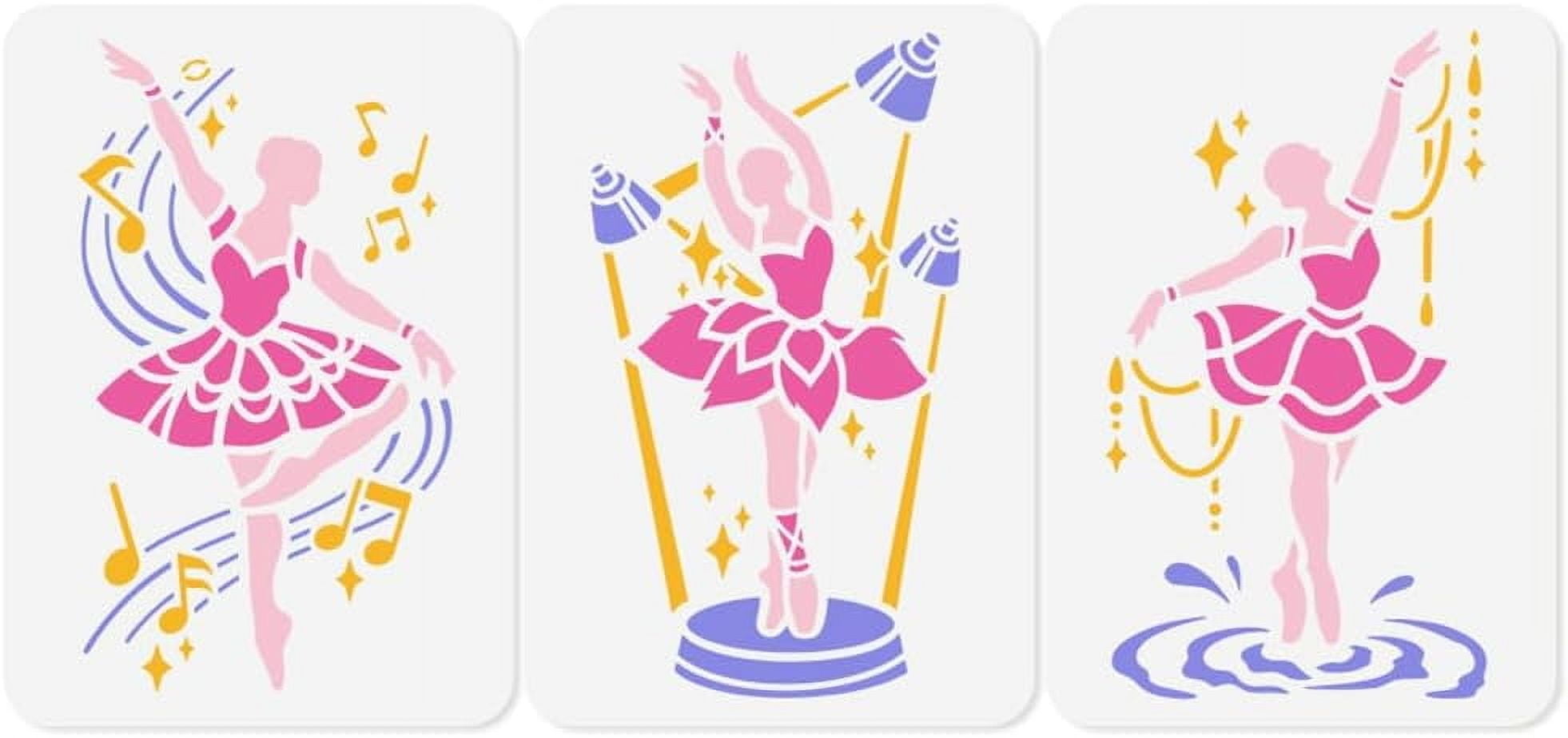 3 Pack Ballet Dancer in Stage Decor Stencil for Painting on Wall 11.7 x ...