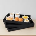 3 Pack Bamboo Serving Trays with Handles, Rectangular Kitchen Food Tray ...