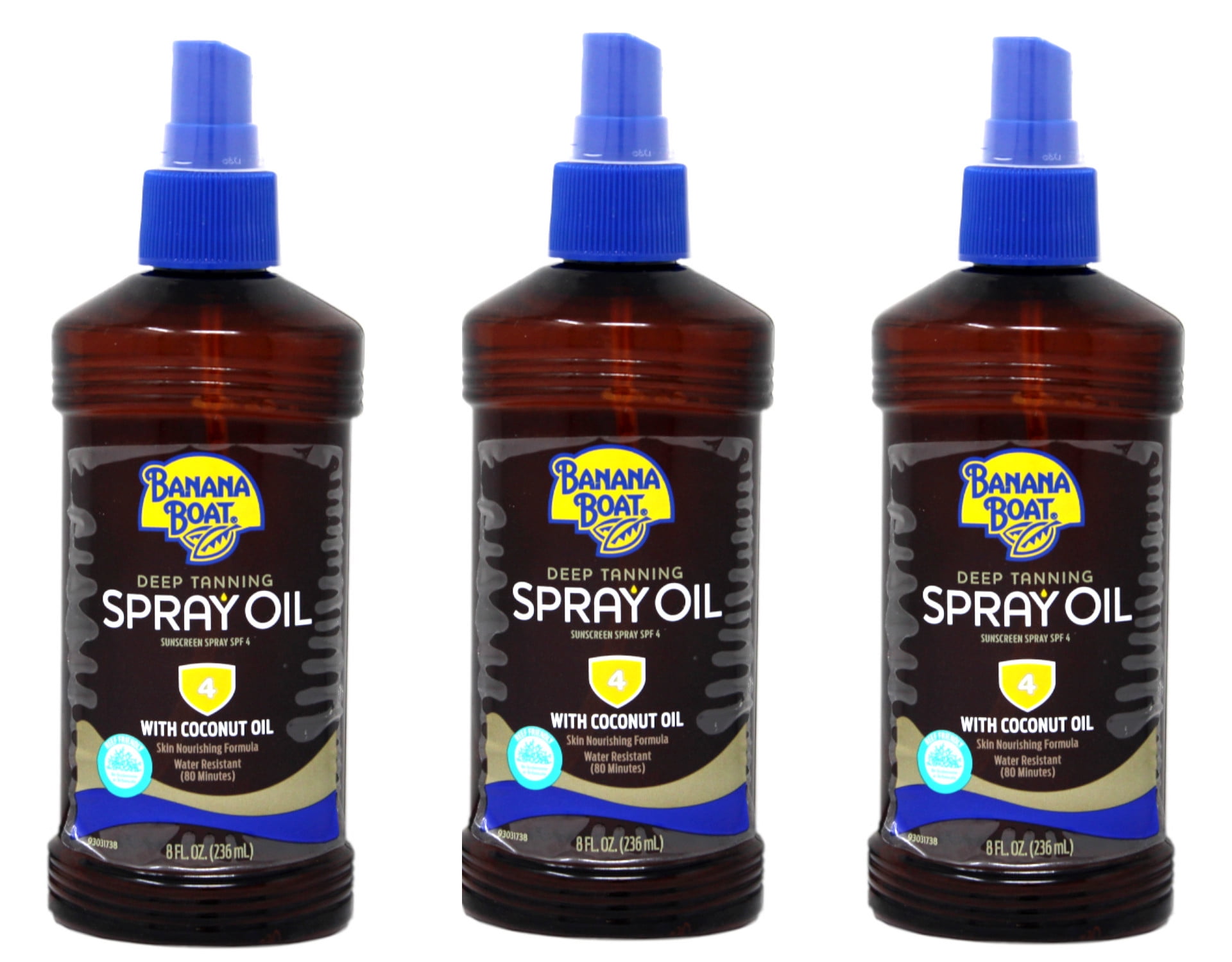 3 Pack Banana Boat Deep Tanning Oil Spray, With Sunscreen SPF 4, 8 Oz ...