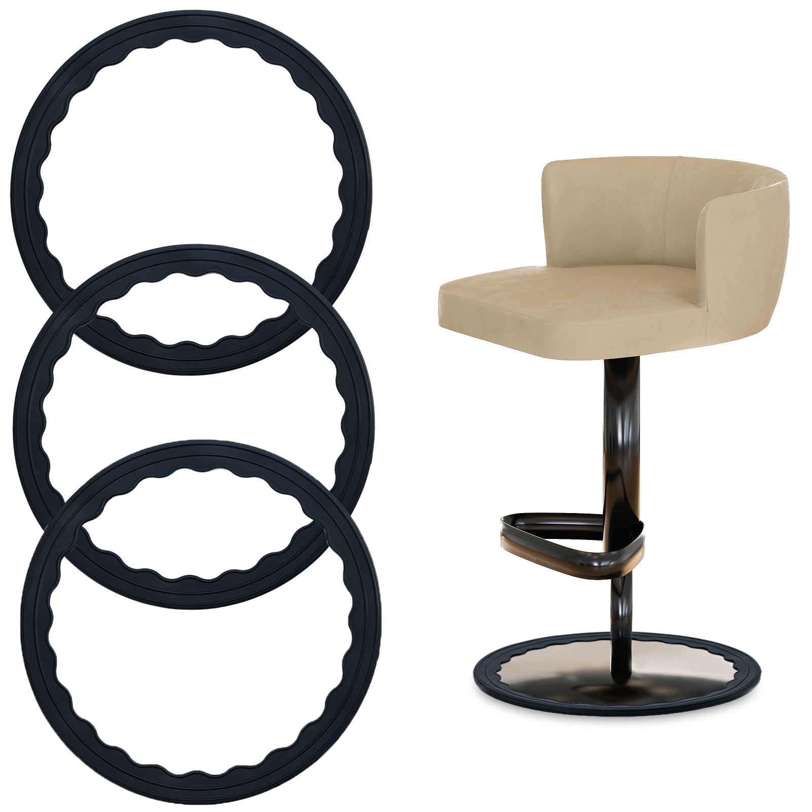 3 Pack Bar Stools Leg Protectors Ring, Non Slip Silicone Chair Leg ...