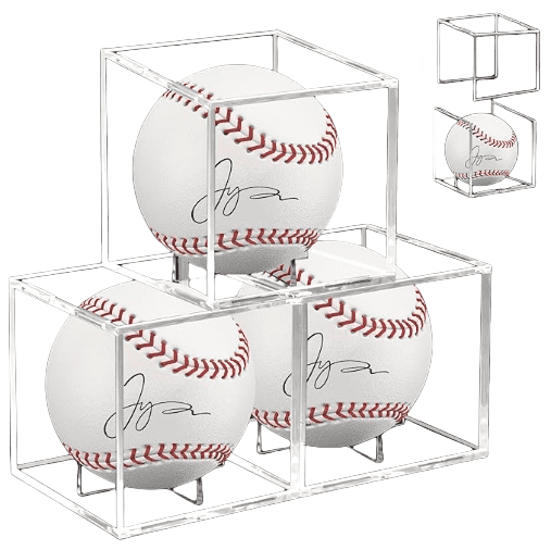 3 Pack Baseball Display Case UV Protected Acrylic Clear Baseball Holder ...