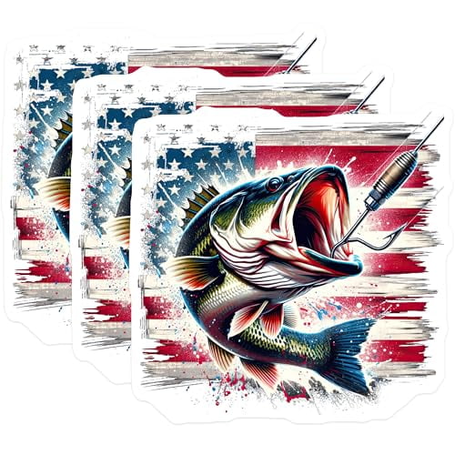 (3 Pack) Bass Fishing Decals - American Flag Fish - Laptop Water Bottle ...