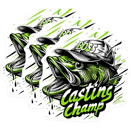(3 Pack) Bass Fishing Decals - Casting Champ - Funny Fish Decals - 3 ...