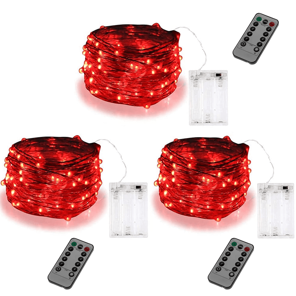 3-Pack Battery Powered Fairy Light Strings with Remote Control, 10 ...