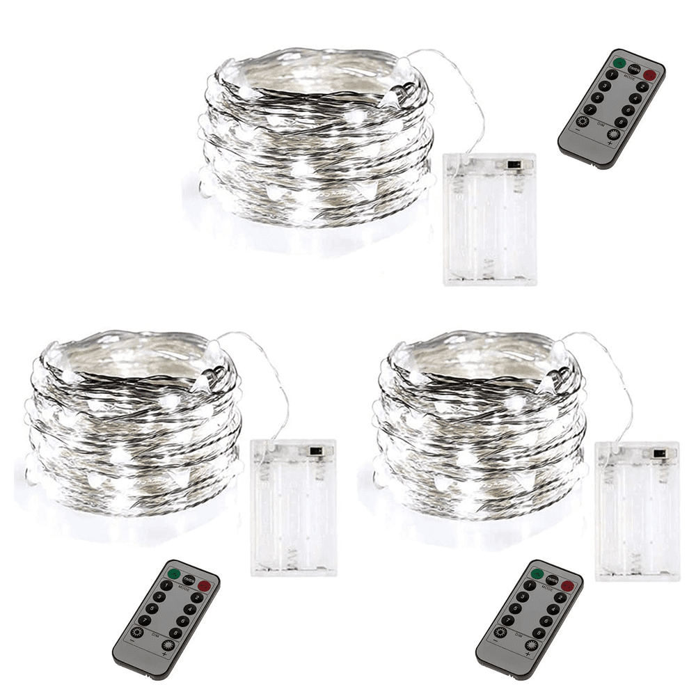 3-Pack Battery Powered Fairy Light Strings with Remote Control, 10 ...