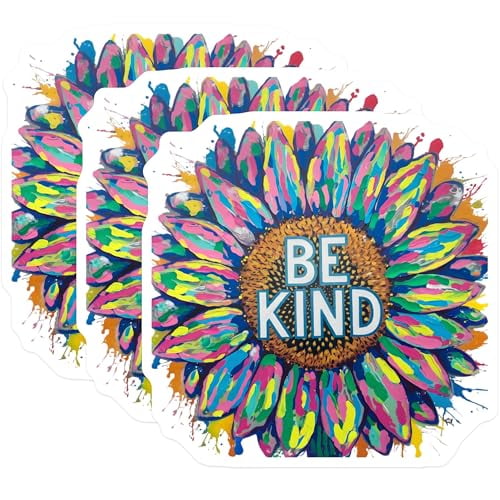 (3 Pack) Be Kind Sunflower Decals - Inspirational Message - Laptop ...