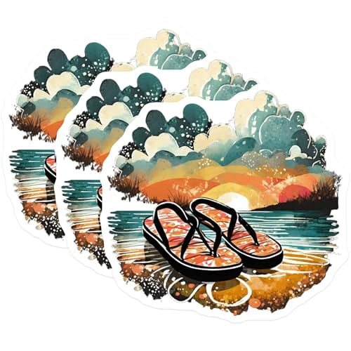 (3 Pack) Beach Flip Flop Decals - Summer Vibes Stickers - Vacation ...