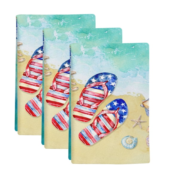 3 Pack Beach Slippers Kitchen Towels Summer Starfish Shells Modern ...