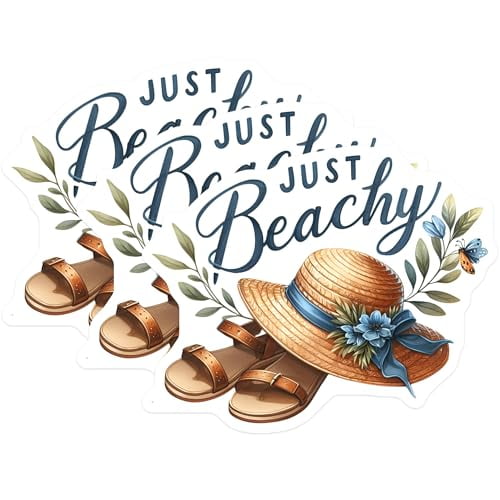 (3 Pack) Beachy Vibes Decals - Summer Hat - Sandals Butterfly Sticker ...