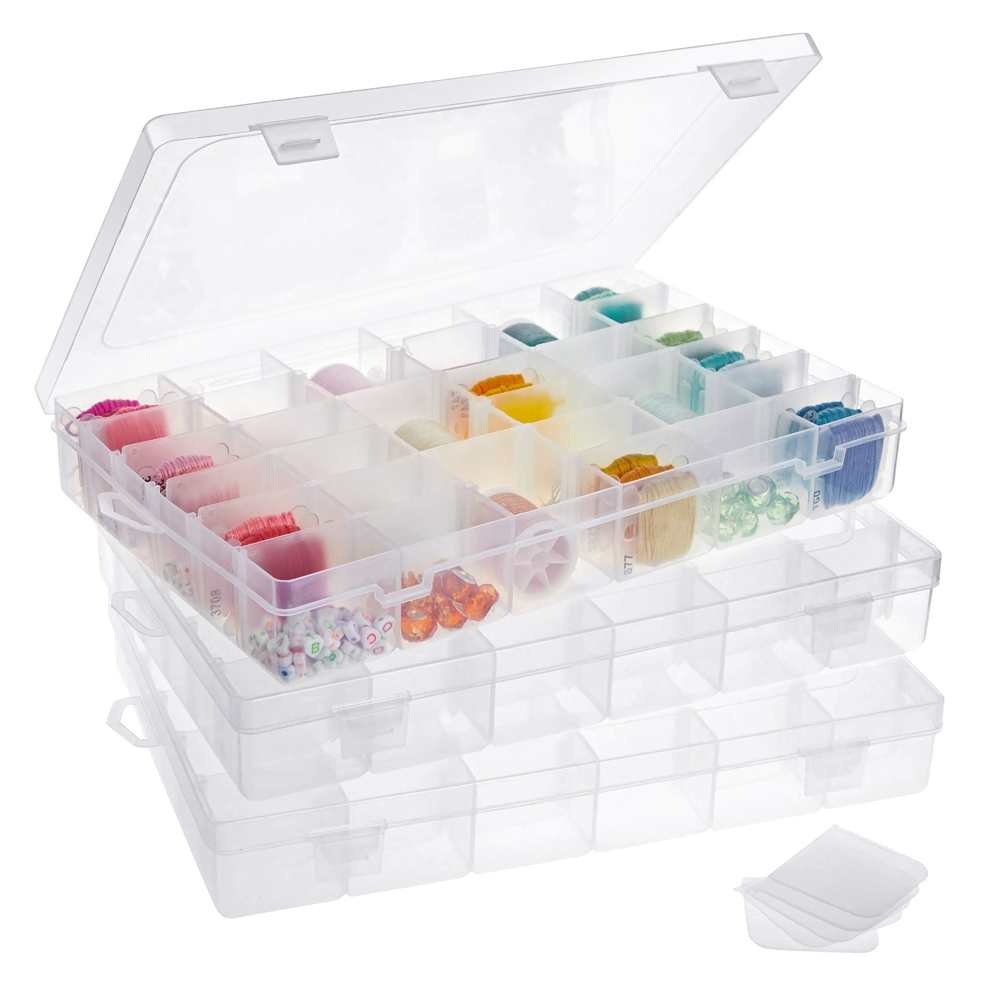 3 Pack Bead Storage Organizer Box with 36 Grids and Removable Dividers ...
