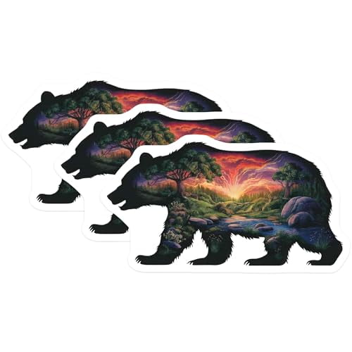 (3 Pack) Bear Decals - Landscape Bear - Nature Scene - Laptop Decals- 3 ...