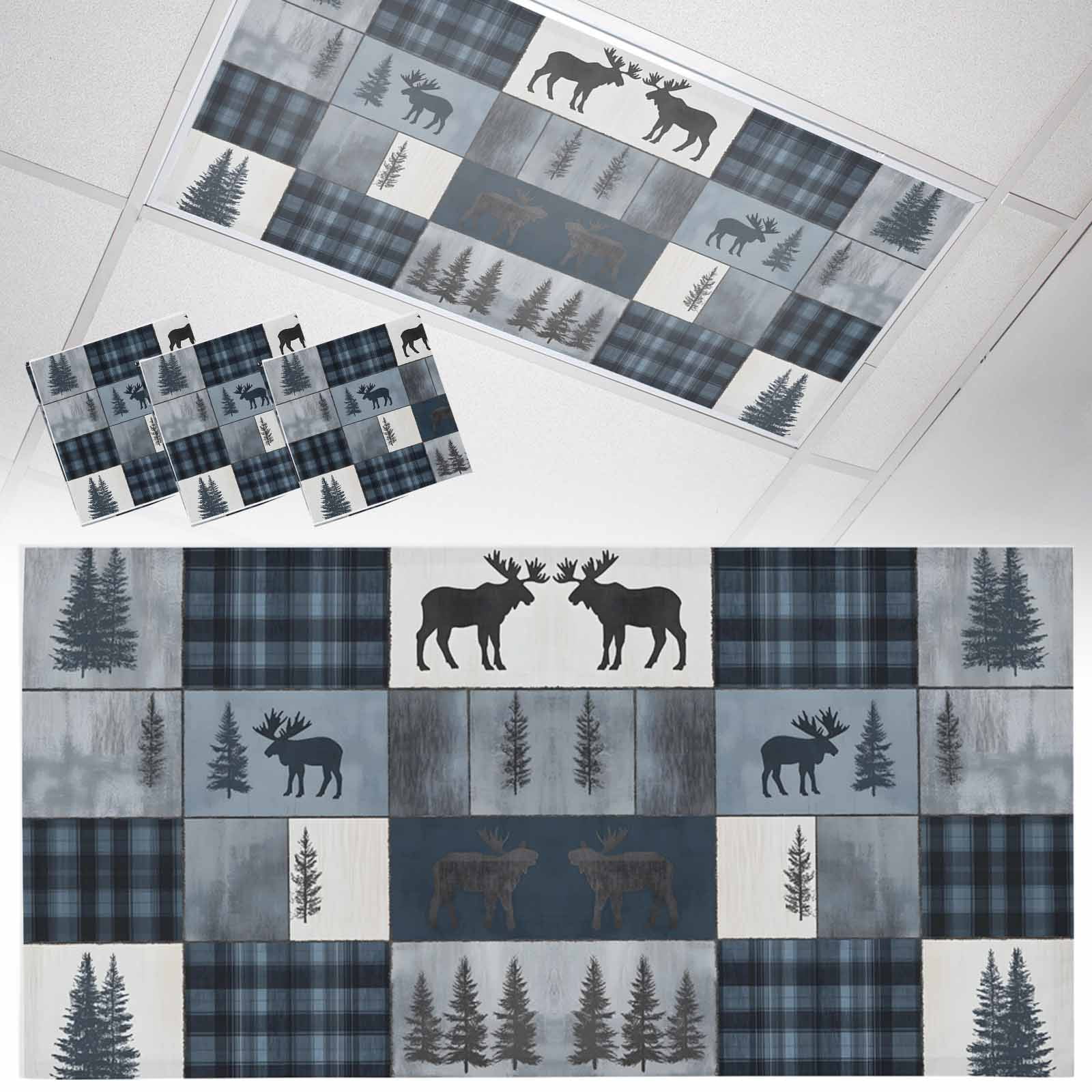 3 Pack Bear Moose Fluorescent Light Covers for Ceiling Lights Blue ...