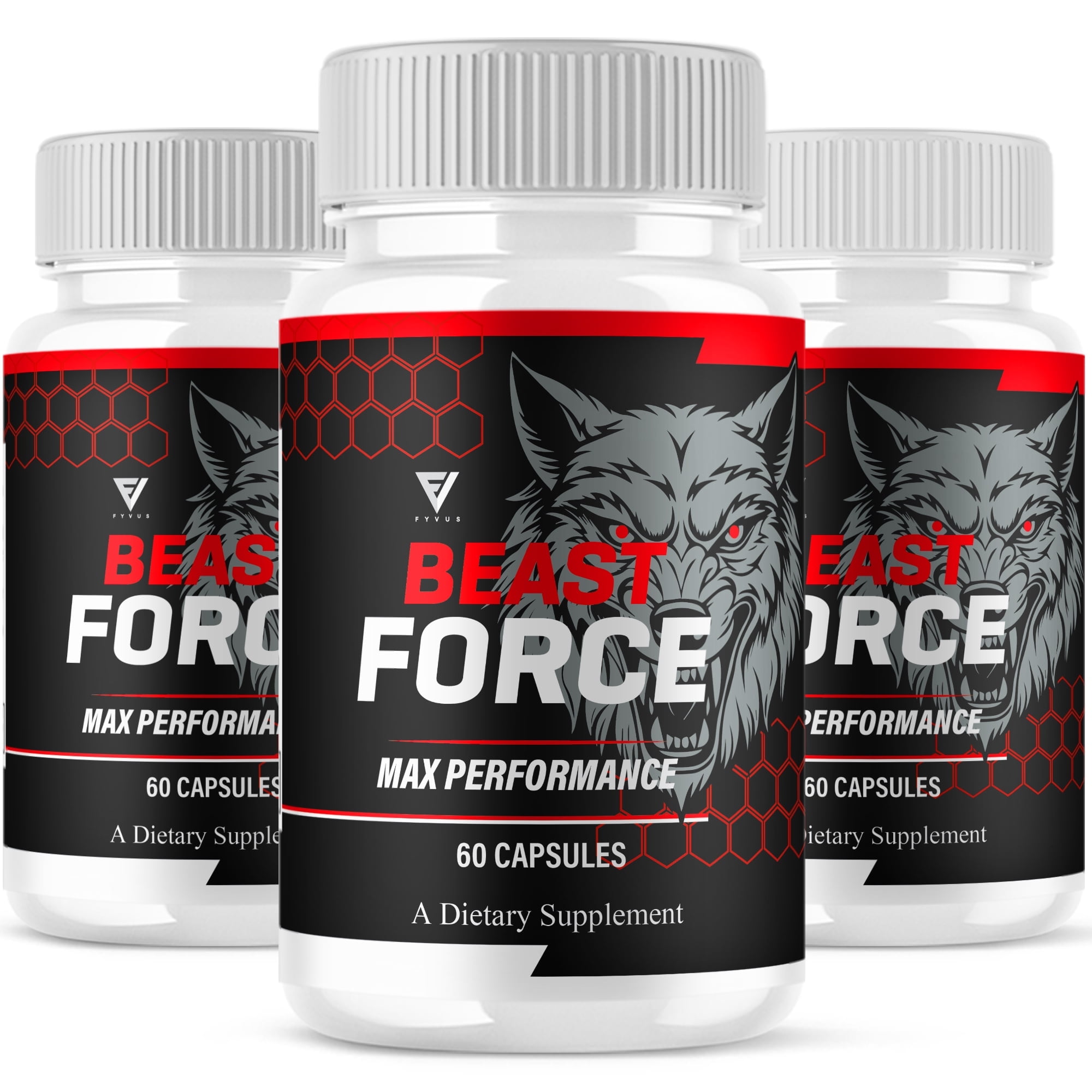 Fyvus Beast Force Pills, Energy and Stamina Support, 180 Capsules, 3 ...