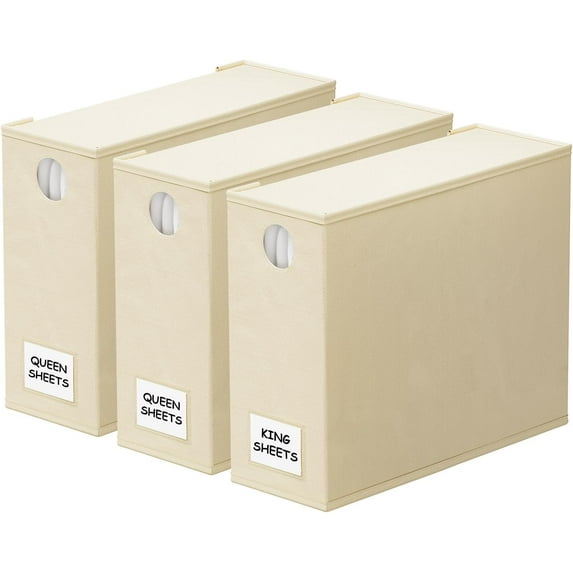 3 Pack Bed Sheet Organizers and Storage, Foldable Linen Closet ...