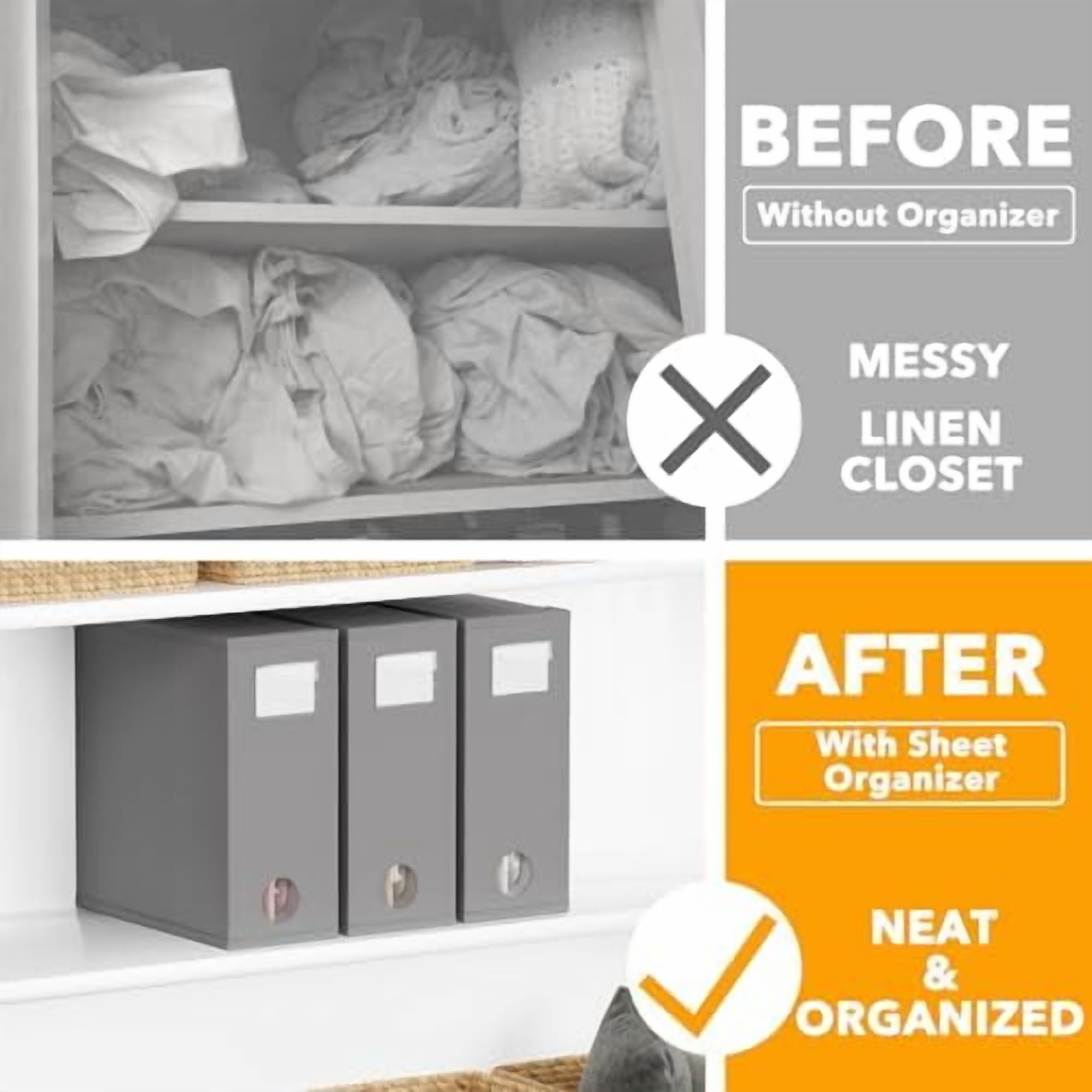 3 Pack Bed Sheet Organizers and Storage, Foldable Sheet Organizer for ...