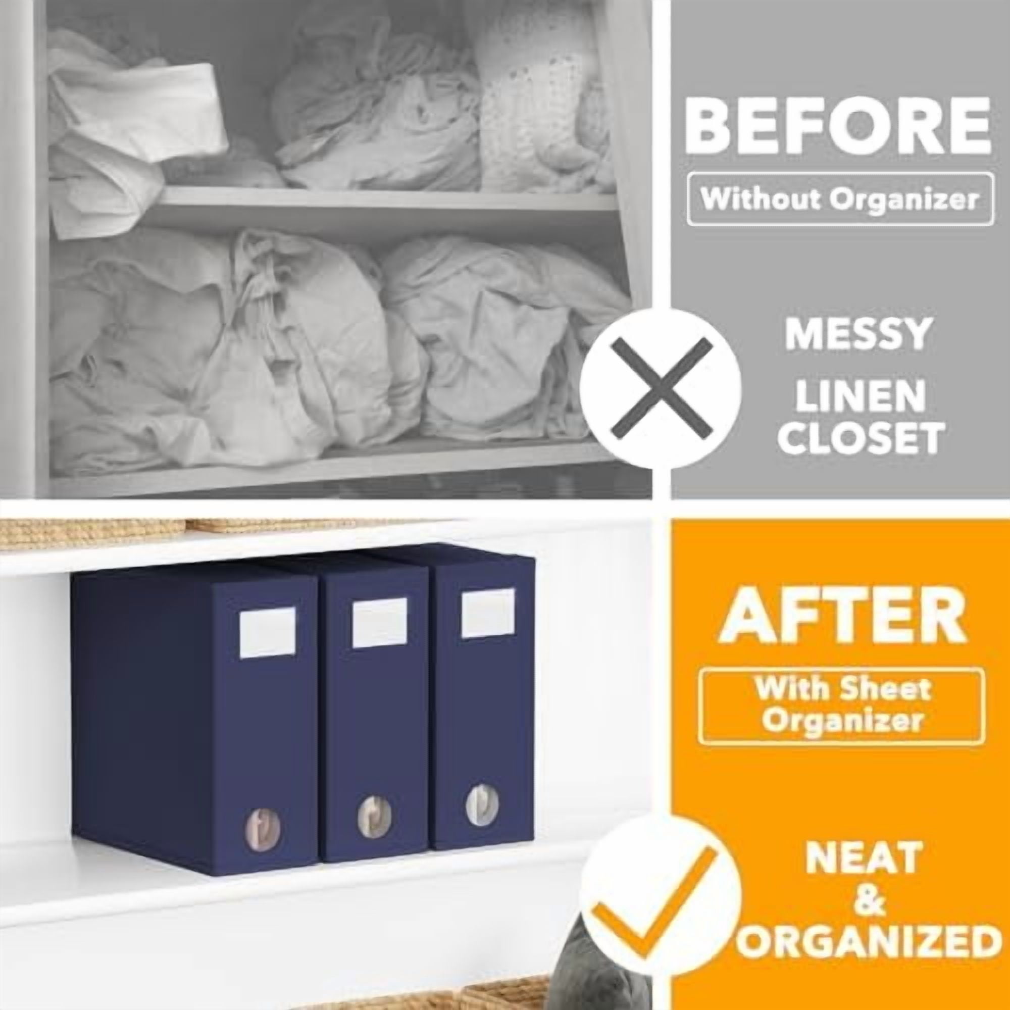 3 Pack Bed Sheet Organizers and Storage, Foldable Sheet Organizer for ...