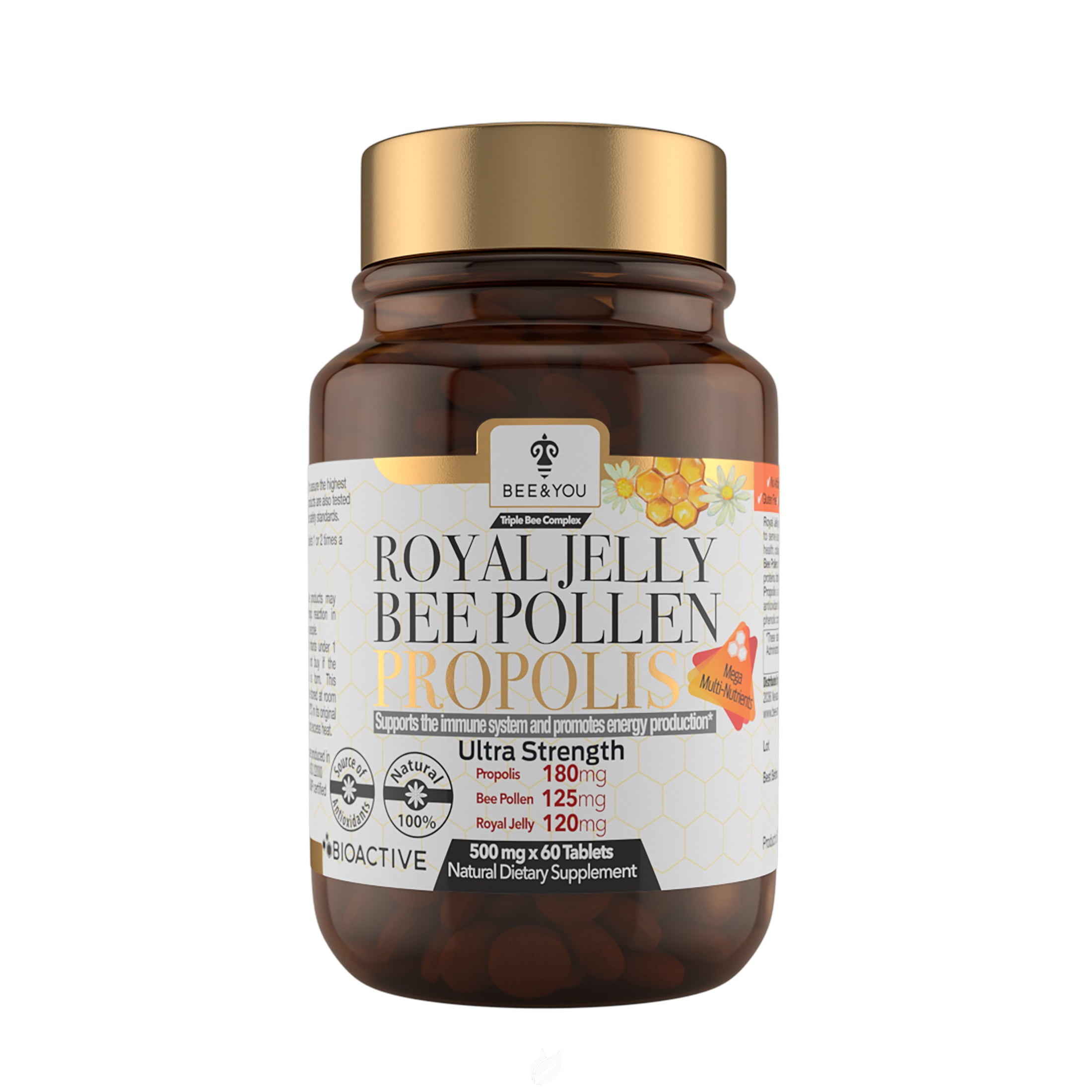 (3 Pack) Bee & You Propolis Royal Jelly,Tabs 60 Ct - Walmart.com
