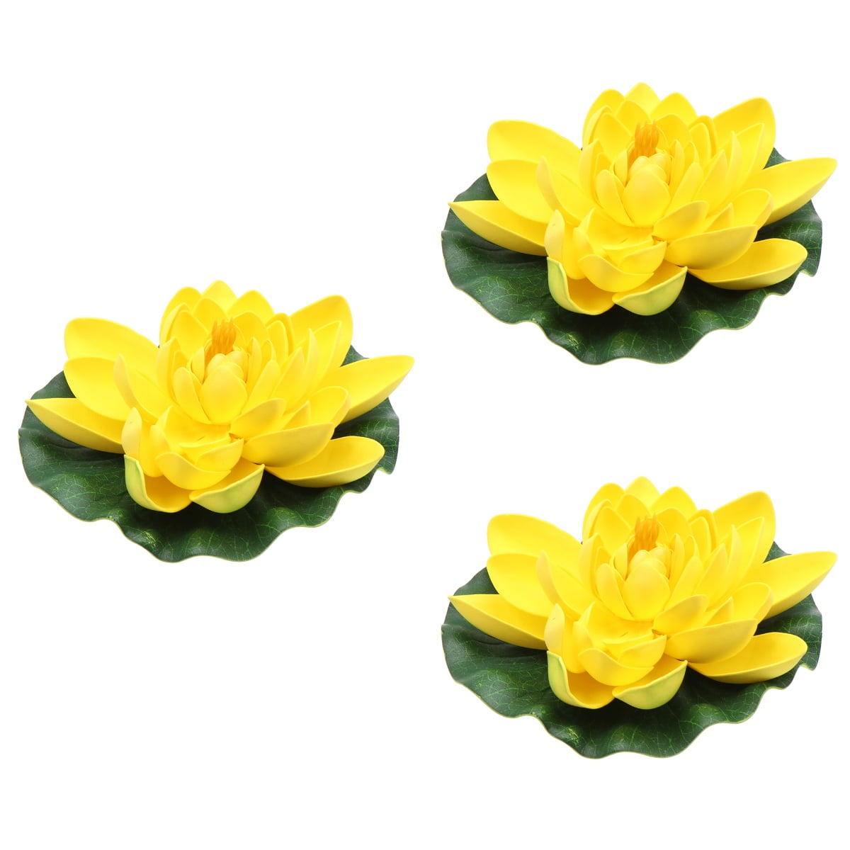 3 Pack Beige Artificial Lotus Simulation Flower Floating Water Lily ...