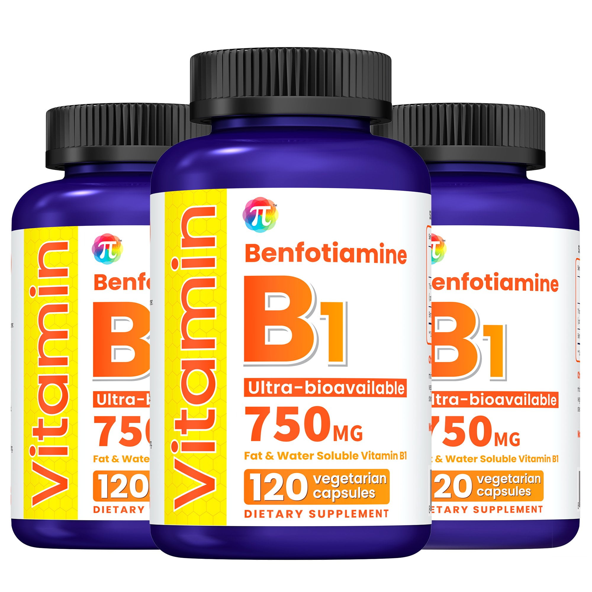 3 Pack Benfotiamine 750mg | 120 Capsules | Fat Soluble Thiamine Vitamin ...